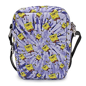 Buckle Down Nickelodeon Bag, Cross Body, Spongebob Squarepants, Dancing, Tie Dye Purple, Vegan Leather
