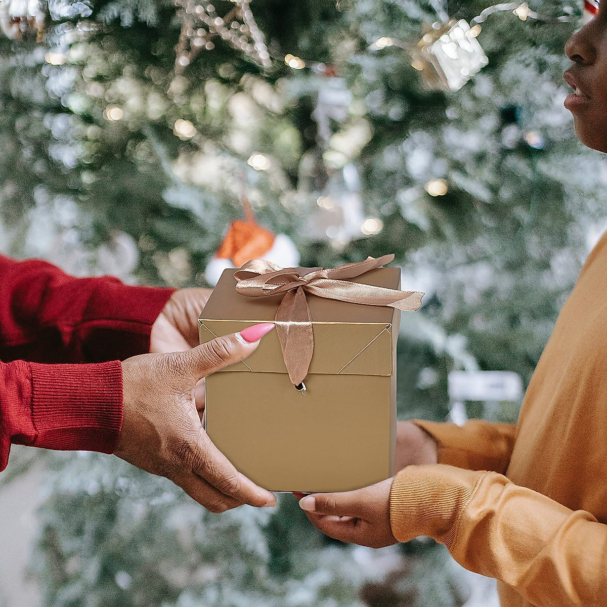 GP SUP 12 Pcs Squared Boxes with Lids & Ribbons,Gold Box for Christmas Gift Wrapping,Gift Boxes for Party(Gold, 6x6x6 Inch)