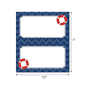Oh My Baby Shower Ahoy Nautical Theme Tent Card Place Holders - 12 Count