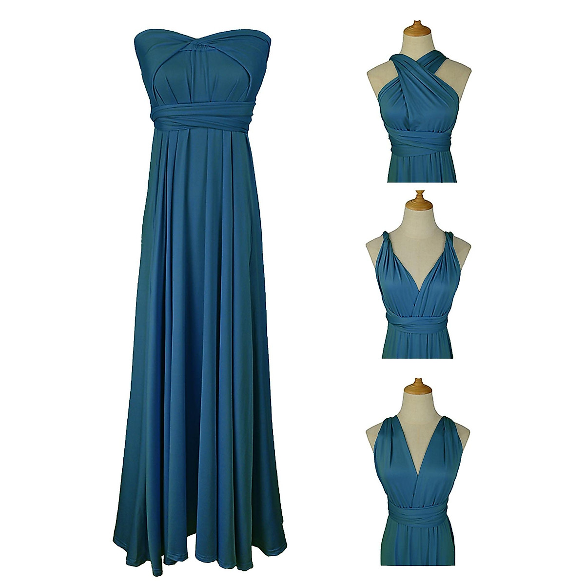 Sexyshine Women's Backless Gown Dress Multi-Way Wrap Halter Cocktail Dress Bandage Bridesmaid Long Dress(TE,XL)