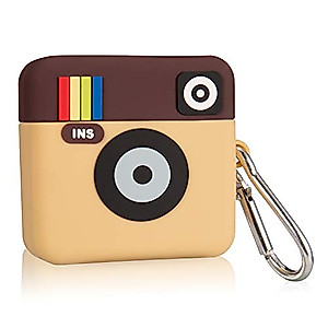 Mulafnxal for Airpods 1&2 Case, Cute 3D Funny Cartoon Soft Silicone Fun Protective Airpod Cover Design Shockproof Skin, Trendy Fashion Accessories Cases for Teens Girls Air pods (Grey Yellow Camera)