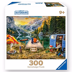 Ravensburger Calm Campsite Great Outdoors Puzzle - 300 Piece Jigsaw for Kids and Adults | Unique Shape Pieces | Anti-Glare Surface for Ages 9 and Up