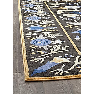 Rugs America Onyx & Blue Gardenias Transitional Rug Gardenia Golden Night VA30B 8'0"X10'0" Area Rug