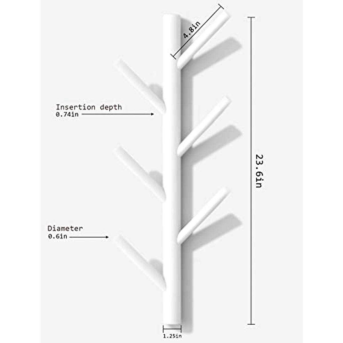 6 Hooks Hanging Modern Wall Mounted Coat and Hat Rack,Wood Hook Wall Decor Hanger for Bedroom and Entryway，Heavy Duty Easy Assembly - 2 Pack White (24 inch)