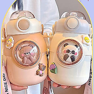 MLAFE Kawaii Insulation Cup Cute Stainless Steel Hot and Cold Insulation Cup 700ML Cartoon Kettle with Straw (Grape Purple)