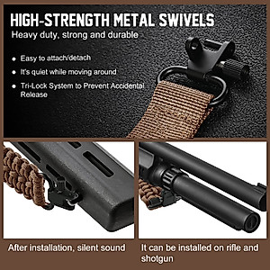 VVAAGG Two-Point Gun Sling with Swivels, Non-Slip Paracord Rifle Sling with Quick Adjustable Length Rifle Strap