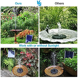 AISITIN 6.5W Solar Bird Bath Fountain Built-in 1500mAh Battery, Solar Fountain Pump for Bird Bath with 6 Nozzles, Solar Floating Water Fountain Pump for Bird Bath, Fish Tank, Pond, Garden and Outdoor