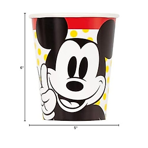 Unique Mickey Mouse Birthday Party Supplies Bundle Pack includes 24 Party Paper Cups and 1 Dinosaur Sticker Sheet