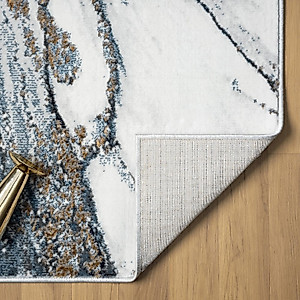 LUXE WEAVERS Marble Effect Abstract Blue 8x10 Area Rug