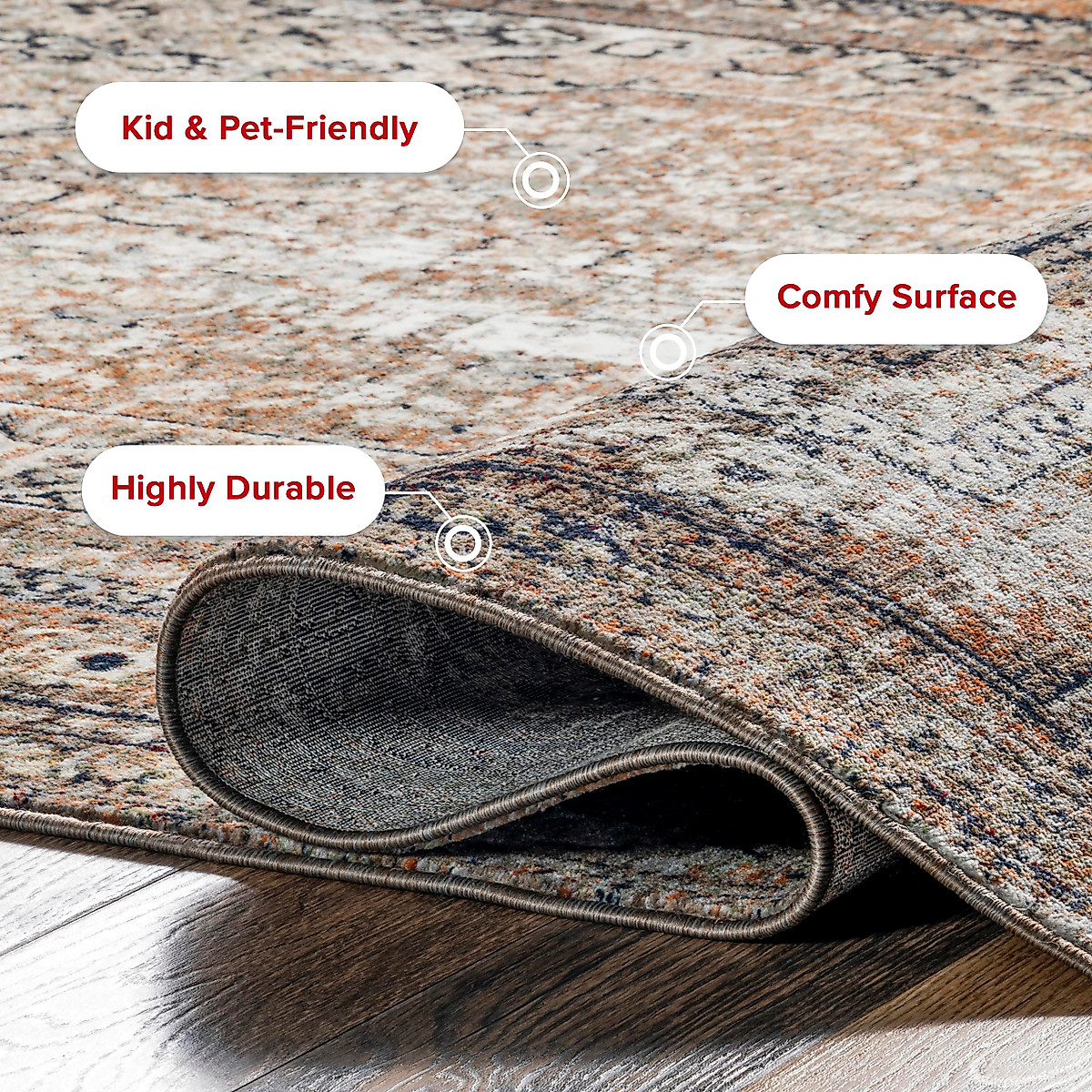 nuLOOM Fringed Performance Indoor Area Rug, Power Loomed, Easy Clean, Durable, Non-Shed, 8' x 10', Charvi Multi