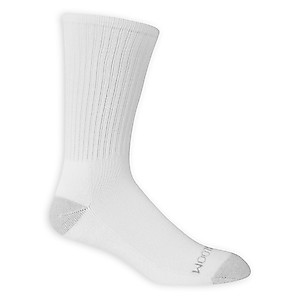Fruit of the Loom Men's Dual Defense Crew Socks (12 Pack), White, Medium (6 - 12)