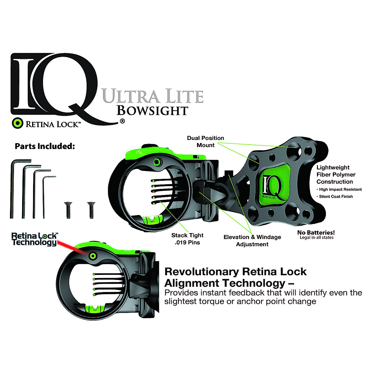 IQ Ultralite 3 Pin Bow Sight, Left Hand