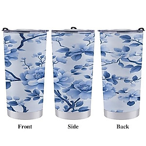 zxxpensy 20 Oz Tumbler Travel Cup Blooming Magnolia Flower Water Bottle, Stainless Steel Vacuum Insulated Coffee Mug with Straw Lid And Cleaning Brush