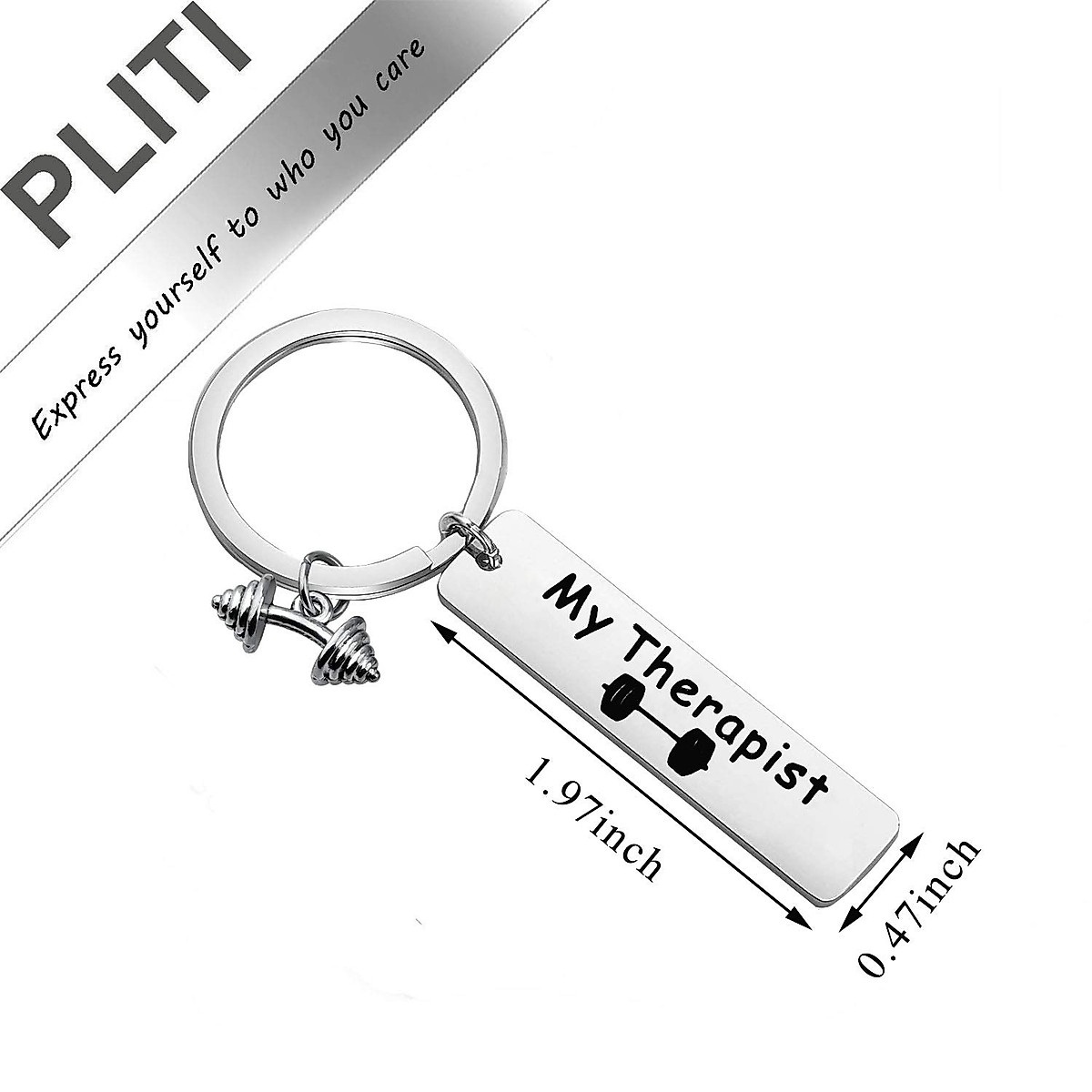 PLITI Funny Workout Weight Lifting Lifter Gifts Bodybuilding Dumbbell Gift Weightlifting Therapist Gifts Fitness Gifts Weight Loss Gifts My Therapist (Barbell) Keychain (My Therapist barbell)