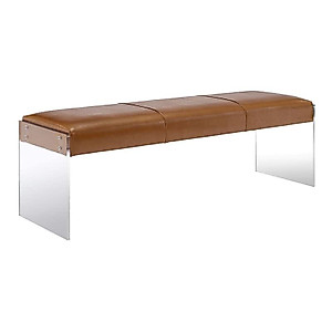 Tov Furniture Envy Leather/Acrylic Bench, Brown