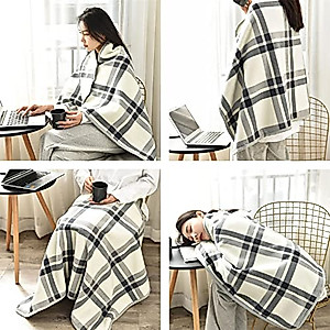 QQXX Wearable Blanket Poncho with Buttons, Soft Flannel Wrap Shawl, Multifunction Plaid Pattern Throw Blanket Lazy Blanket for Women (130x80cm(51x31inch), A)