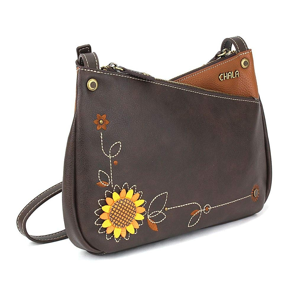 CHALA Sunflower Collection RFID Nylon Cross Body Bag (Navy 6.25 x 8)
