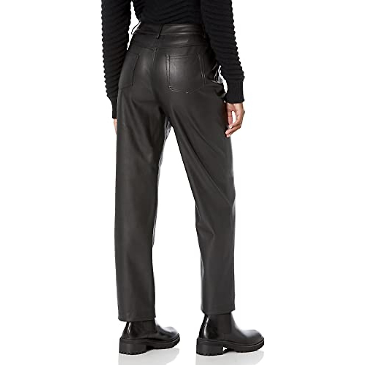 The Drop Women's Jack Vegan Leather Straight Leg, Black, 26