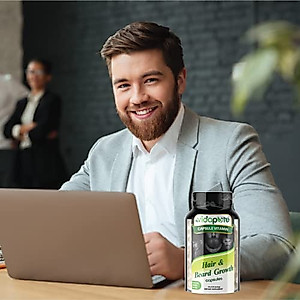 MYVIDAPURE Beard Growth + Men’s Skin & Nails – 5,000mcg Biotin – Vitamin C, D & B-Complex –Hydrolyzed Collagen Veggie Capsules – Non-GMO – Gluten-Free