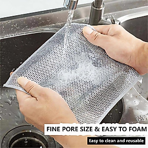 Multipurpose Wire Dishwashing Rags for Wet and Dry - 2024 New Dish Cloths for Washing Dishes, Steel Scrubbers for Cleaning Dishes, Chain Mail Scrubber Cast Iron, Non Scratch Scrubbing Pads (2PCS)