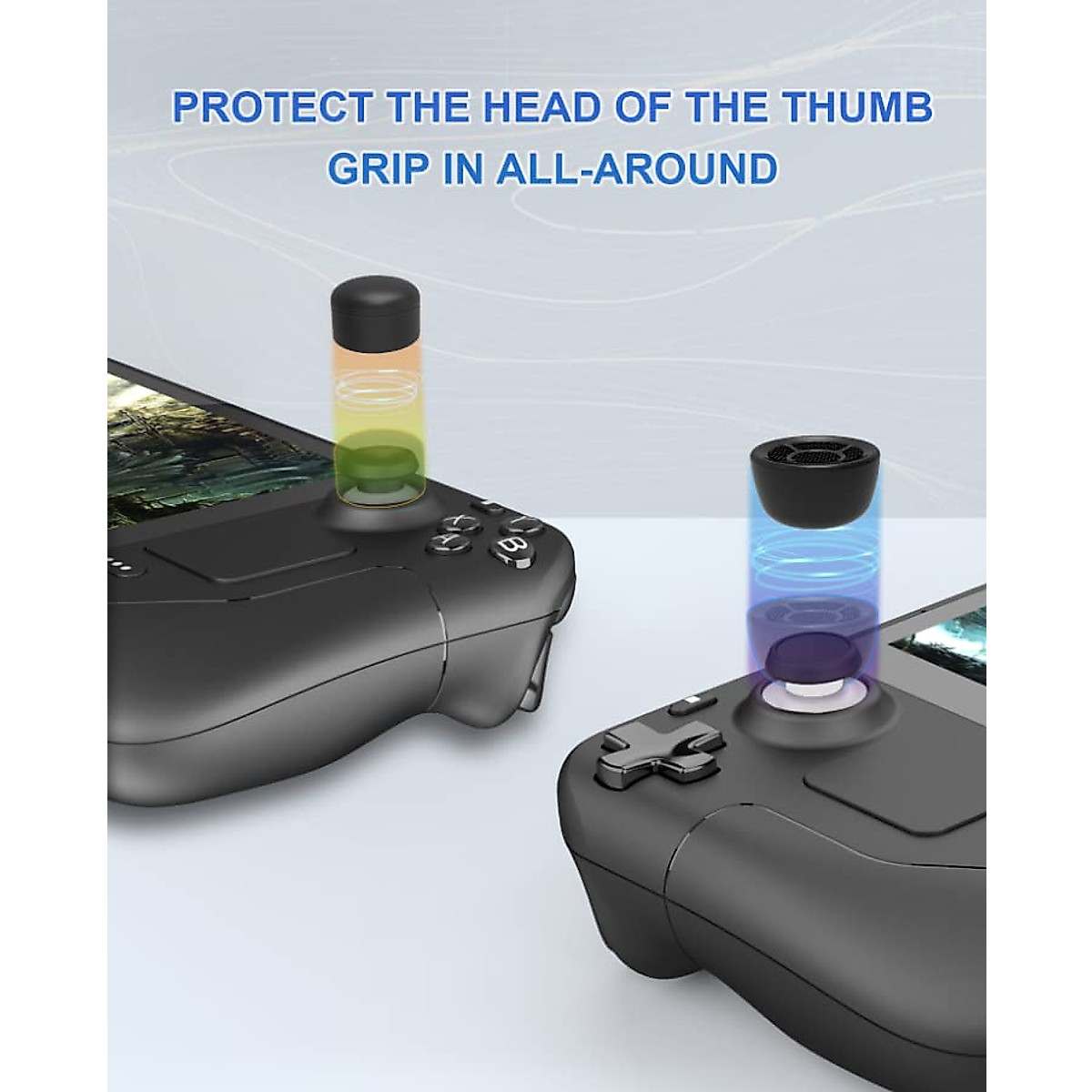 (6 Pcs) Joystick Thumb Grips Caps, DEVASO Silicone Joystick Protector, 4 Pcs of Anti-Slip Extended Thumb Grips Covers for Steam Deck/OLED/PlayStation Portal/ASUS ROG Ally/Switch/PS5/PS4/Xbox