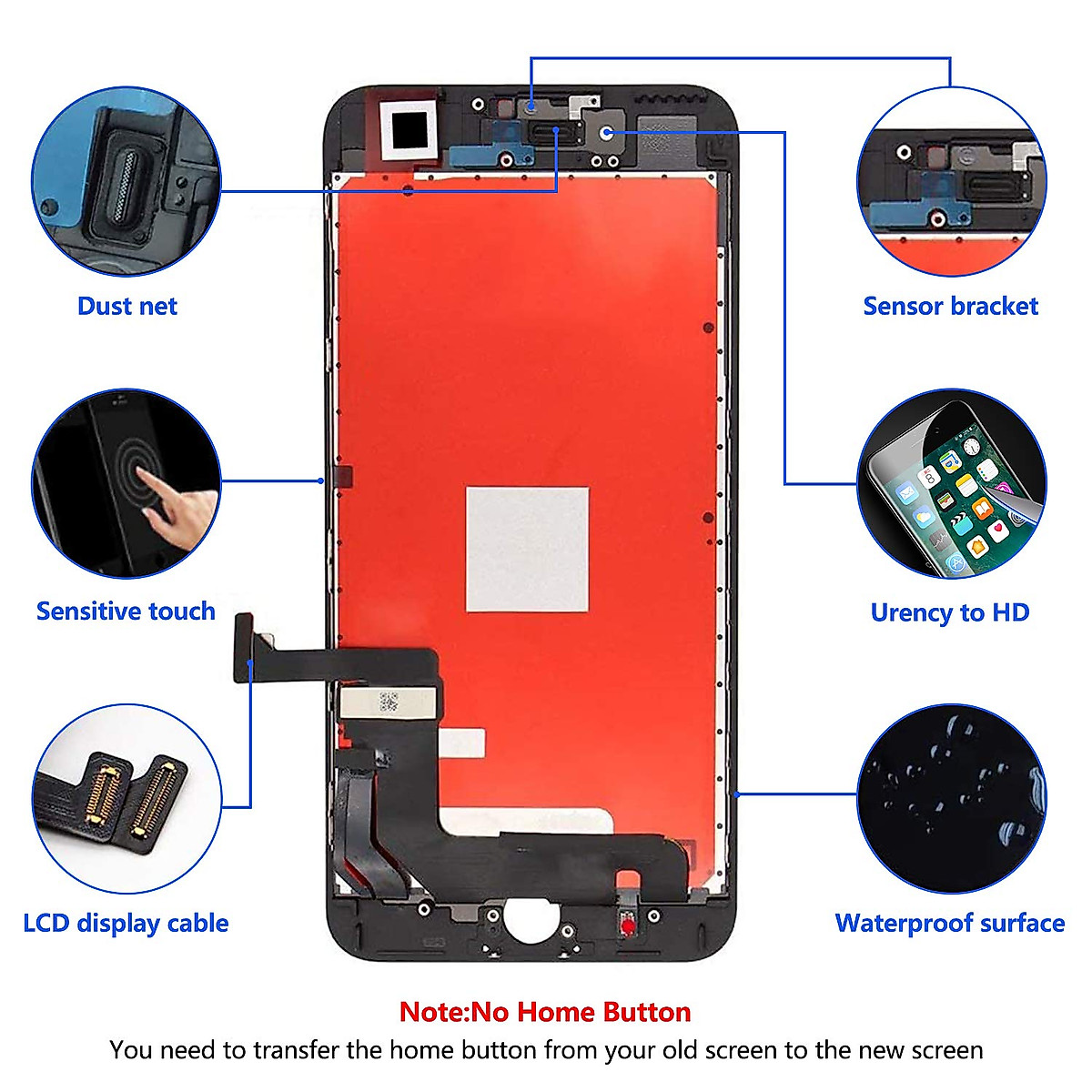for iPhone 7 Plus Screen Replacement 5.5 Inch Black, Diykitpl 3D Touch LCD Screen Digitizer Replacement for A1661,A1784,A1785, with Repair Tools Kit+Waterproof Frame Adhesive+Screen Protector