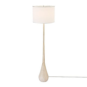 Globe Electric 52112 65" Floor Lamp, Faux Wood, Cotton Shade