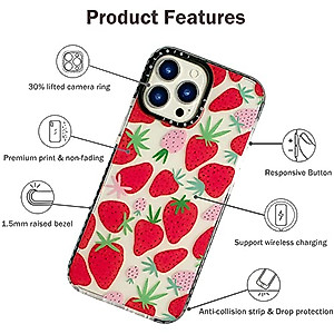 LOLAGIGI for iPhone 14 Pro Case for Women, Cute Strawberry Print Girly Design Kawaii Fruit Cartoon Pattern for Girls Teens Soft Clear TPU Case Cover for iPhone 14 Pro (6.1")