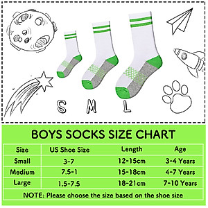Comfoex Boys Crew Socks Half Cushioned Athletic Socks Cotton Calf Socks For Big Little Kids 6 Pairs