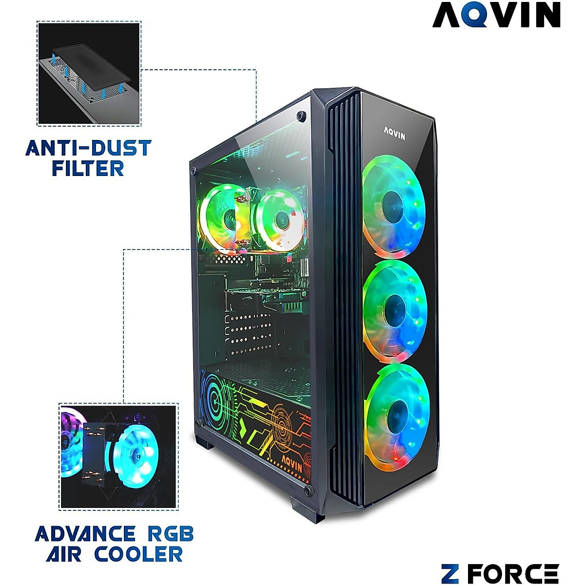 AQVIN Gaming PC Tower Desktop | Intel i7 Processor up to 4.0 GHz | GTX 1050 Ti 4GB GDDR5 Gaming GPU | 1TB SSD Solid State Drive 32 GB DDR4 RAM | Windows 10 Pro WiFi Ready (Renewed)