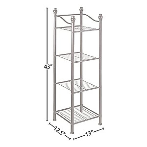 Organize It All 4 Tier Belgium Shelf Tower, Space Saver, Bathroom Organizer, Storage for Towels, Toiletries, Easy to Assemble,, Oil Rubbed Bronze
