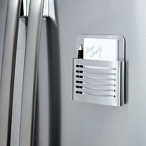 iDesign Forma Magnetic Pen and Pencil Holder – Modern Desk Organizer for Kitchen, Locker, Home, or Office - 2.1" x 4" x 6.25", Stainless Steel