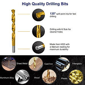 230 Piece Titanium Twist Drill Bit Set with 16-Inch Wide Mouth Tool Bag