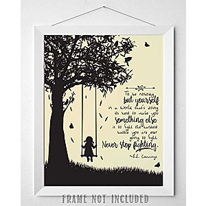 To Be Nobody But Yourself - E.E. Cummings 11x14 Unframed Motivational Wall Art - These Literature Book Posters are Perfect for English Classroom, Home Office or Anywhere you Want Motivational Posters