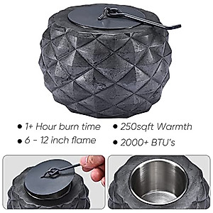 ROUNDFIRE Round Faceted Concrete Tabletop Fire Pit - Fire Bowl, Portable Fire Pit, Small Personal Fireplace for Indoor and Garden Use