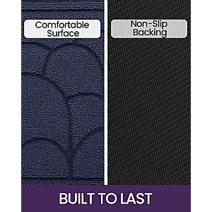 DEXI 2 Pack Kitchen Rugs Mats, Low Profile Inddoor Door Mat, Machine Washable Kitchen Rugs Set, 20"x32"+20"x32", Navy