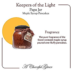 A Cheerful Giver - Maple Syrup Pancakes - 34oz Papa Scented Candle Jar with Lid - Keepers of the Light - 155 Hours of Burn Time, Gift for Women, Brown