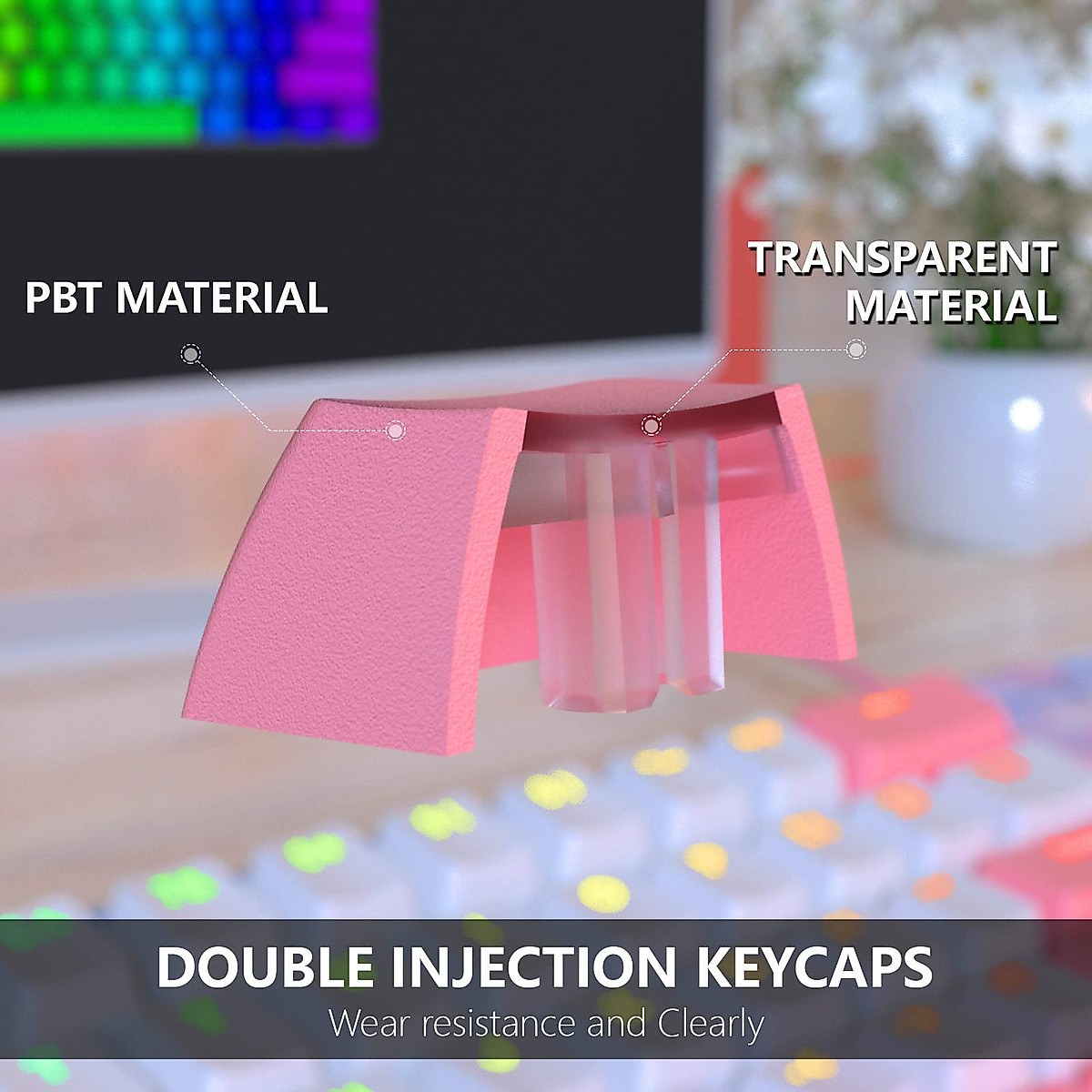 BOYI 60% Mechanical Gaming Keyboard,BOYI 61 Mini RGB Cherry Switch PBT Keycap 60% RGB Mechanical Gaming Keyboard(Pink Color, Cherry Blue Switch)