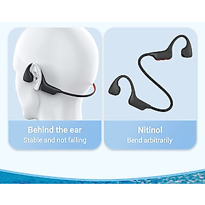 OCTANDRA Go Bone Conduction Open-Ear Bluetooth Sport Headphones with Mic & Built-in 16GB Memory IP68 Waterproof Wireless Earphones for Swimming Running Cycling Fitness & Workouts (X12) (Black & Red)