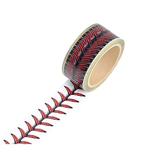 HOME&I Baseball Stitches Design Packaging Tape 44 Yard Cellophane Adhesive Baseball Tape Funny Home Decor,Scrapbooking,Baseball wrapping paper roll wall decals stickers (1 Pack-Baseball Design Tape)
