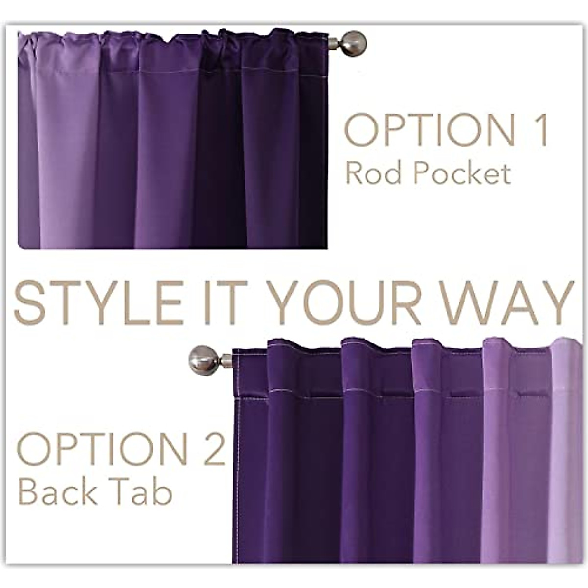 MIUCO Blackout Curtains & Drapes for Bedroom Living Room 84 Inches Long Purple and White Room Darkening Ombre Curtains Rod Pocket & Back Tab Curtains Thermal Insulated Light Blocking 2 Panels Set