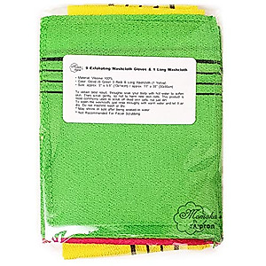 9 Exfoliating Washcloth Gloves & 1 Long Exfoliating Back Washcloth - Assorted