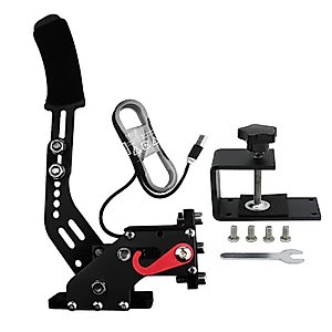Obokidlyamor 64Bit PC USB Handbrake For 2 IN 1 Compatible with PS4/PS5 Console Controller and PC system; Work on For Logitech G29 Racing Steering wheel (With Clamp, Black)