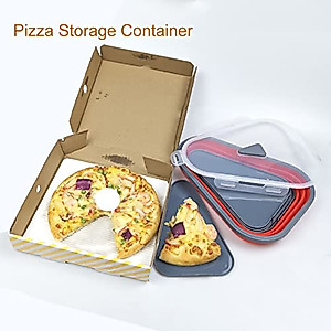 Tuaaivl Pizza Container Expandable, Premium Silicone Pizza Storage Box 5 Microwavable Serving Trays, Reusable & Adjustable Pizza Storage Container to Organize Save Space,Microwave Safe. (Red)