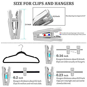20Pieces Hanger Clips Finger Clips Clothes Pin on Slim-line Velvet Hangers Add Strong Pinch Grip Clips to Your Hangers Easily Clip On Pants Skirts Hanger Clips-Removable (Creamy White+White)