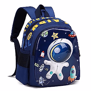 PIG PIG GIRL Toddler Backpack for Girls Boys Cute Kids Backpack for Preschool Children,Blue Astronaut