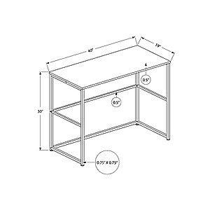 Monarch Specialties 7777 Computer Desk, Home Office, Laptop, Left, Right Set-up, Storage Drawers, Work, Metal, Laminate, Brown, Contemporary Desk-40 L Dark Taupe Black, 40" L x 19" W x 30" H