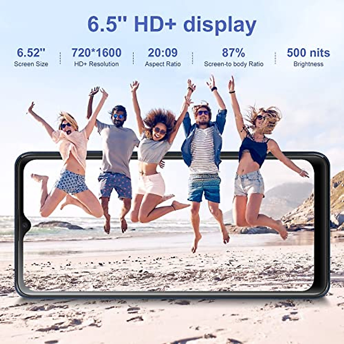 Blackview Unlocked Cell Phones, A53 Unlocked Phones(2023), 7GB RAM+32GB ROM/1TB Expand Unlocked Android Phones, 10W Fast Charge 5080mAh Battery, Android 12, 6.5" HD+ Display, 12MP Camera, Face Unlock