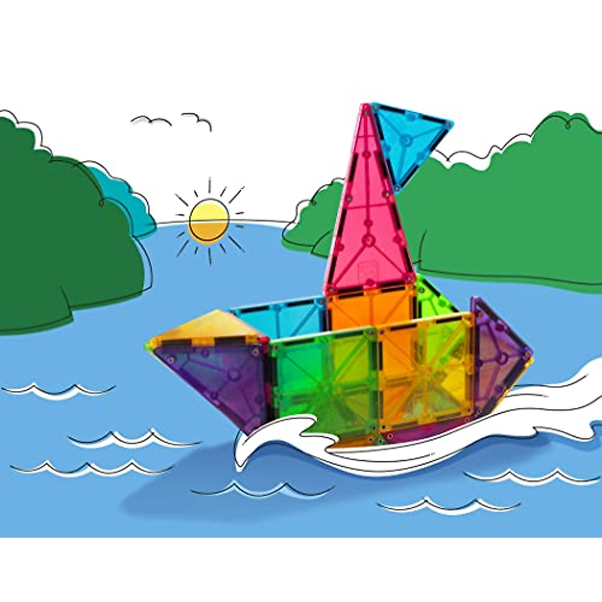 Magna-Tiles 32-Piece Clear Colors Set, The Original Magnetic Building Tiles For Creative Open-Ended Play, Educational Toys For Children Ages 3 Years +