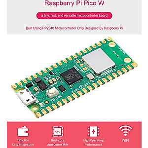 Built-in WiFi Raspberry Pi Pico W with Pre-Soldered Header, Support 2.4 GHZ Wi-Fi 4, Based on Official RP2040 Dual-core Processor,Dual-core Arm Cortex M0+ Processor